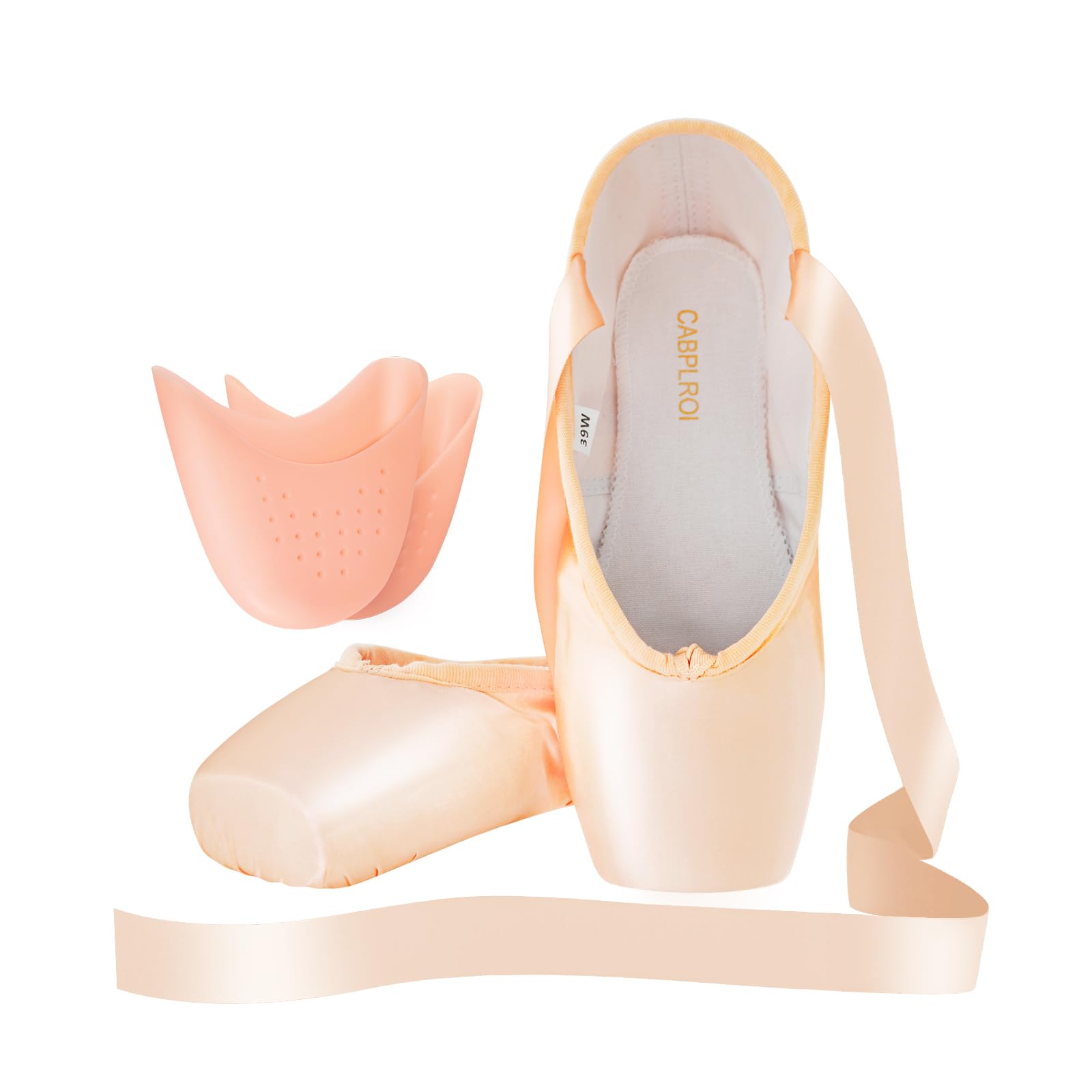 CABPLROI Women's Ballerina Shoes Professional Ballet Dance Satin Pointe Shoes for Girls with Bag and Toe Pads (Pink, Adult, Numeric_7)