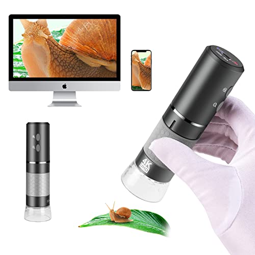 Cainda 4K WiFi Digital Microscope Camera for iPhone Android Phone and Windows Mac PC, 3840x2160P Portable Wireless Handheld Microscope for Adults and Kids