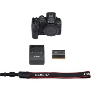 Canon EOS R7 Mirrorless Camera (5137C002) + Sony 64GB Tough SD Card + Bag + Charger + LPE6 Battery + Card Reader + Corel Photo Software + HDMI Cable + Flex Tripod + Hand Strap + More (Renewed)