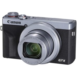 Canon PowerShot G7 X Mark III Digital Camera (Silver) (3638C001) + 2 x 64GB Memory Card + 2 x NB13L Battery + Card Reader + LED Light + Corel Photo Software + HDMI Cable + Case + More (Renewed)