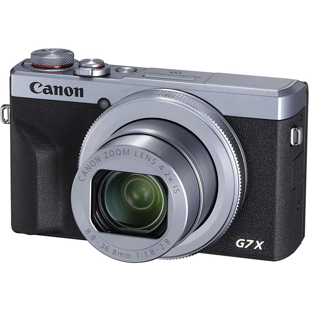 Canon PowerShot G7 X Mark III Digital Camera (Silver) (3638C001) + 2 x 64GB Memory Card + 2 x NB13L Battery + Card Reader + LED Light + Corel Photo Software + HDMI Cable + Case + More (Renewed)