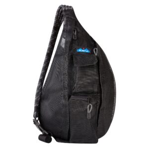 kavu beach rope bag mesh crossbody sling backpack - black