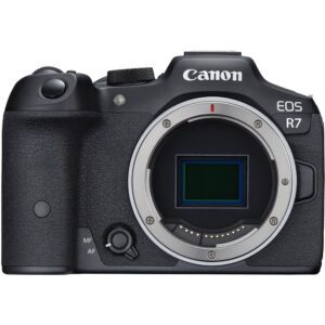 Canon EOS R7 Mirrorless Camera (5137C002) + 2 x Sony 64GB Tough SD Card + Bag + Charger + 2 x LPE6 Battery + Card Reader + LED Light + Corel Photo Software + HDMI Cable + Flex Tripod + More (Renewed)