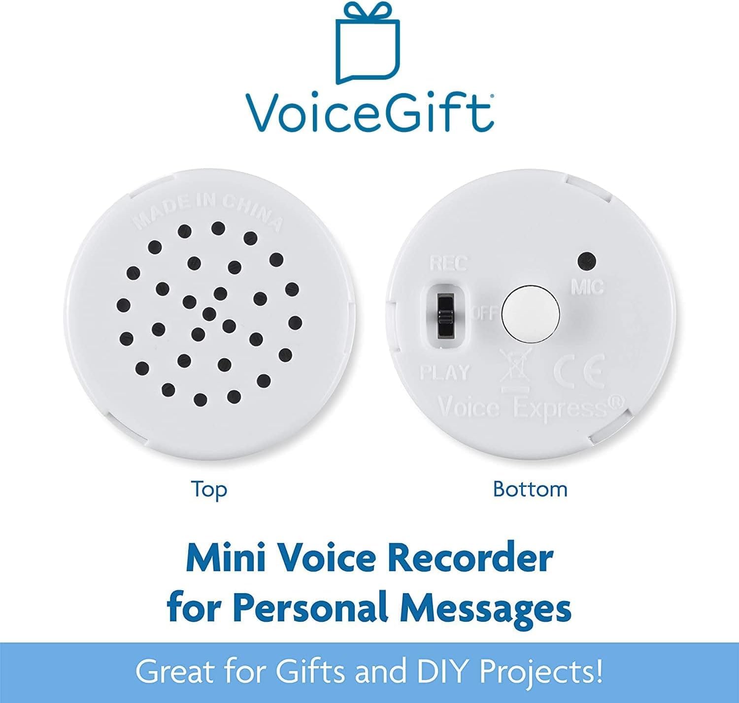 VoiceGift 60 Second Multi-Message Voice Recorder, Record Custom Messages for Plush Toy, Stuffed Bear Toy, Baby Doll Toy, and Pillow - 2 Pack