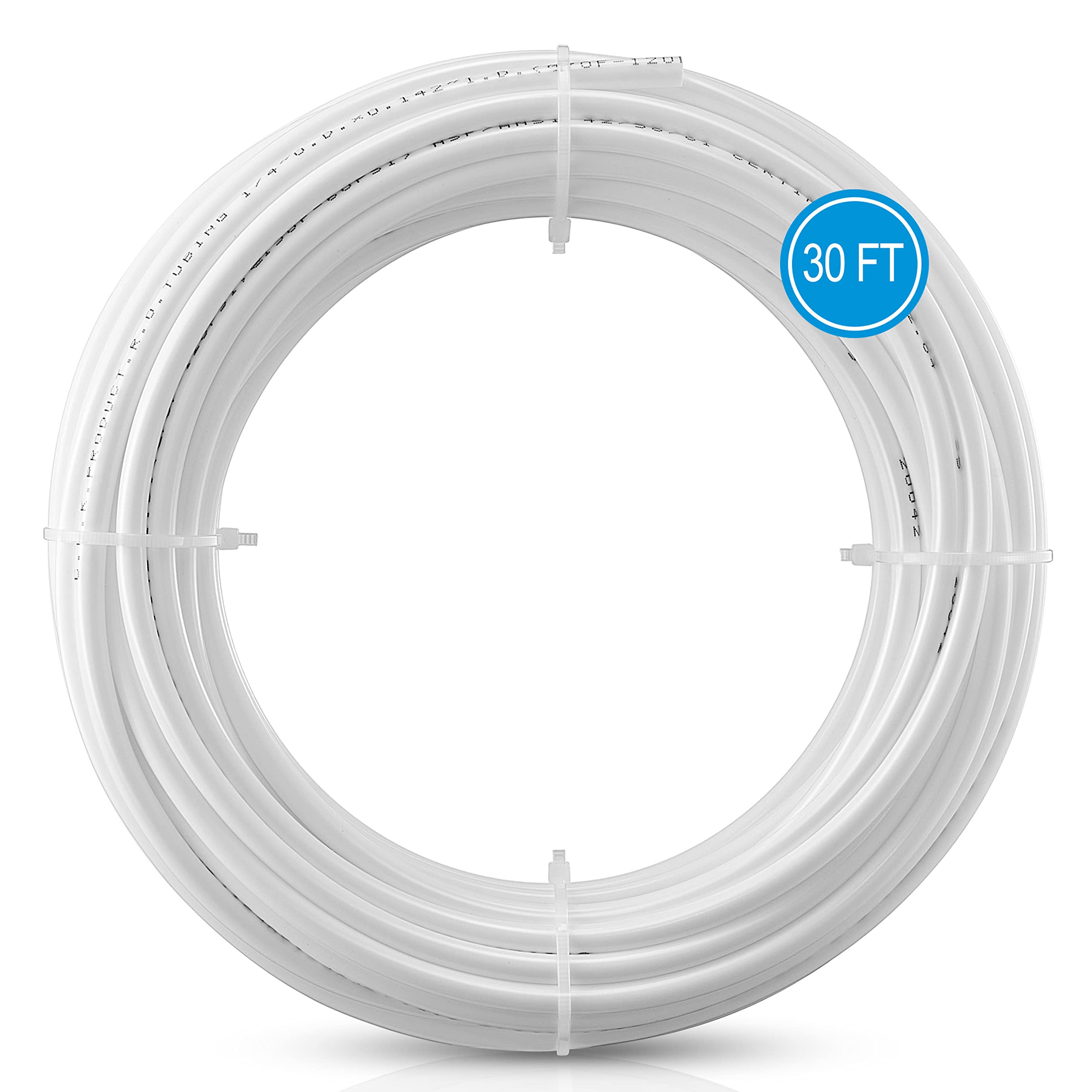 30FT 1/4 Inch O.D.RO Water Tubing,NSF Certified Pipe for RO(Reverse Osmosis) Water Purifier Filter System,BPA free Flexible Plastic Hose(white)