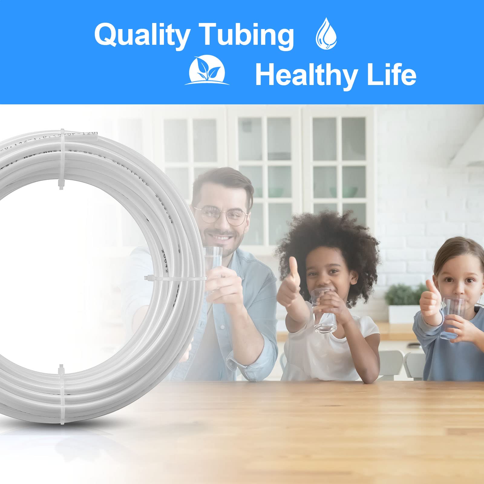 30FT 1/4 Inch O.D.RO Water Tubing,NSF Certified Pipe for RO(Reverse Osmosis) Water Purifier Filter System,BPA free Flexible Plastic Hose(white)