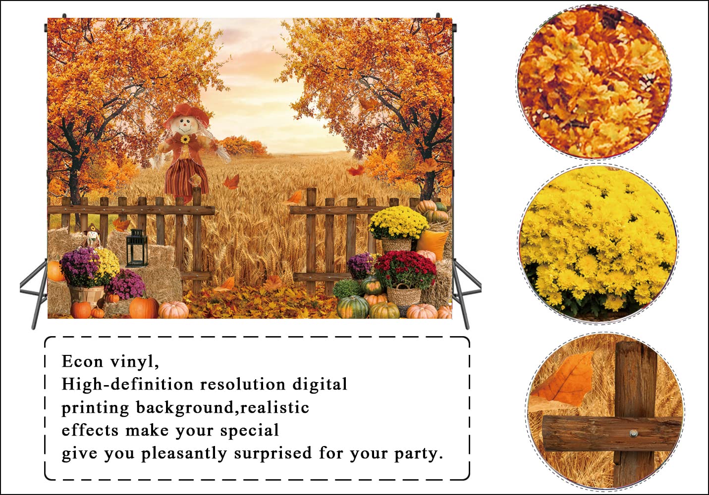 LTLYH 7x5ft Autumn Backdrop Fall Forest Theme Banner Photo Backdrops Thanksgiving Harvest Season Party Banner Decor Photoshoot Backdrops 201