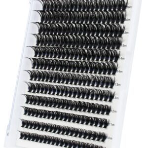 Lash Clusters 14-18mm 240pcs 50D Individual Lashes D Curl Cluster Lashes Mixed Length Eyelash Clusters DIY Lash Extension Kit Cluster Eyelash Extensions (50D-0.07D, 14-18mm)