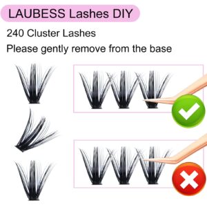 Lash Clusters 14-18mm 240pcs 50D Individual Lashes D Curl Cluster Lashes Mixed Length Eyelash Clusters DIY Lash Extension Kit Cluster Eyelash Extensions (50D-0.07D, 14-18mm)