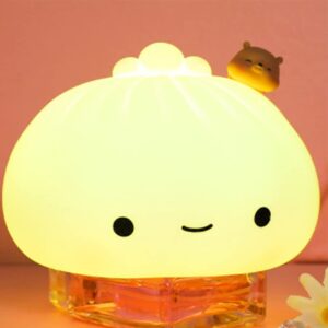 jmlampee cute dumpling lamp usb rechargeable silicone squishy light 7colors changing baby sleeping lamp night light for christmas kids children birthday gift