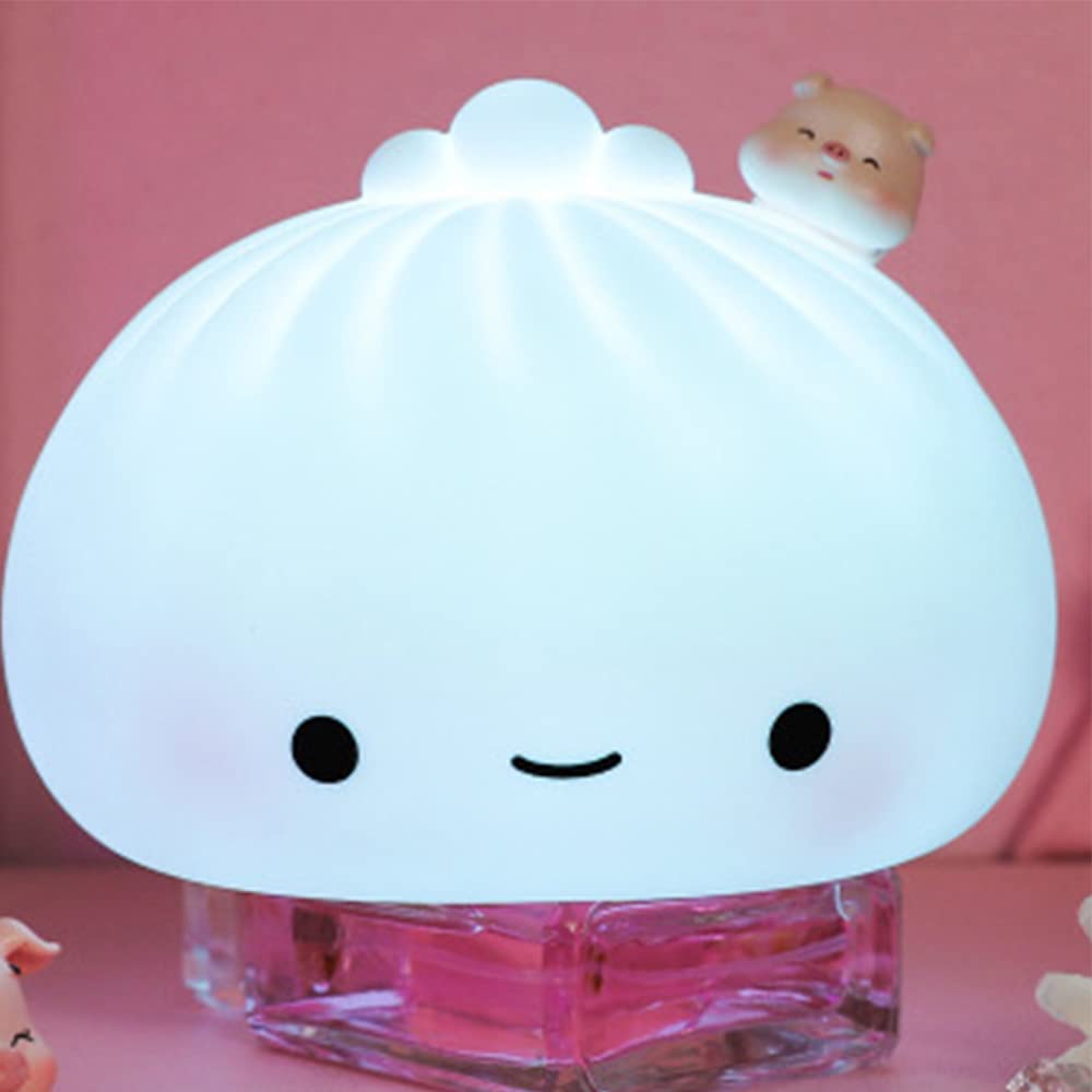 Jmlampee Cute Dumpling Lamp USB Rechargeable Silicone Squishy Light 7Colors Changing Baby Sleeping Lamp Night Light for Christmas Kids Children Birthday Gift