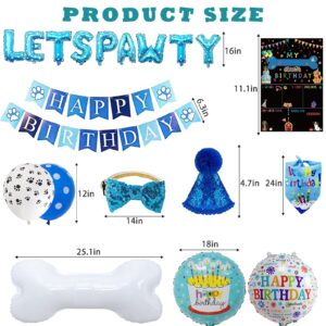 Dog Birthday Party Supplies Dog Birthday Party Decorations Boy with Dog Party Hat Lets Pawty Balloons Banner Dog Bandana Bowtie Cake Topper for Lets Pawty Birthday Decorations