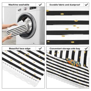 Kigai Stripe & Polka Dots Washing Machine Cover, Top Load Washer Dryer Fabric Cover with Storage Bags for Home Appliances Dust Proof Covers for Refrigerator Oven