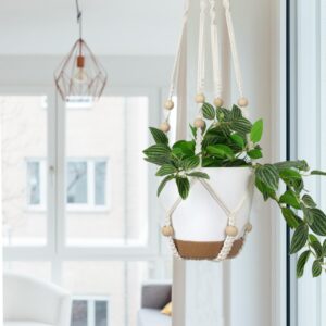 Bouqlife Hanging Planters with Macrame Plant Hangers for Indoor Outdoor Plants 3 Set Self Watering Pots Hanging Baskets Flower Pot Holders 3 Different Size