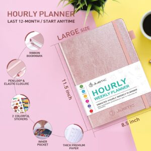 Planner – Undated Weekly & Monthly Life Planner with Time Slots, Appointment Book and Daily Organizer, Lasts 1 Year, A4 Size Hardcover – Rose Gold