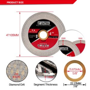 DT-DIATOOL Diamond Tile Blade 4 Inch Porcelain Cutting Disc Double-Sided X Mesh Cutting & Grinding Disc for Porcelain Ceramic Marble Artificial Stone