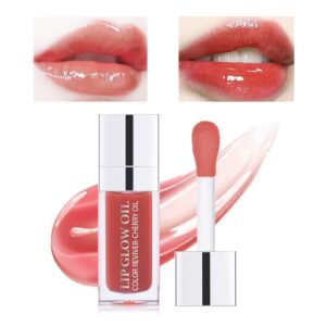 dageda tinted lip oil plumping lip gloss, hydrating lip glow oil lip care moisturizing clear toot lip oil for dry lips, nourishing lip oil gloss non-sticky shine lip tint (012 rosewood)