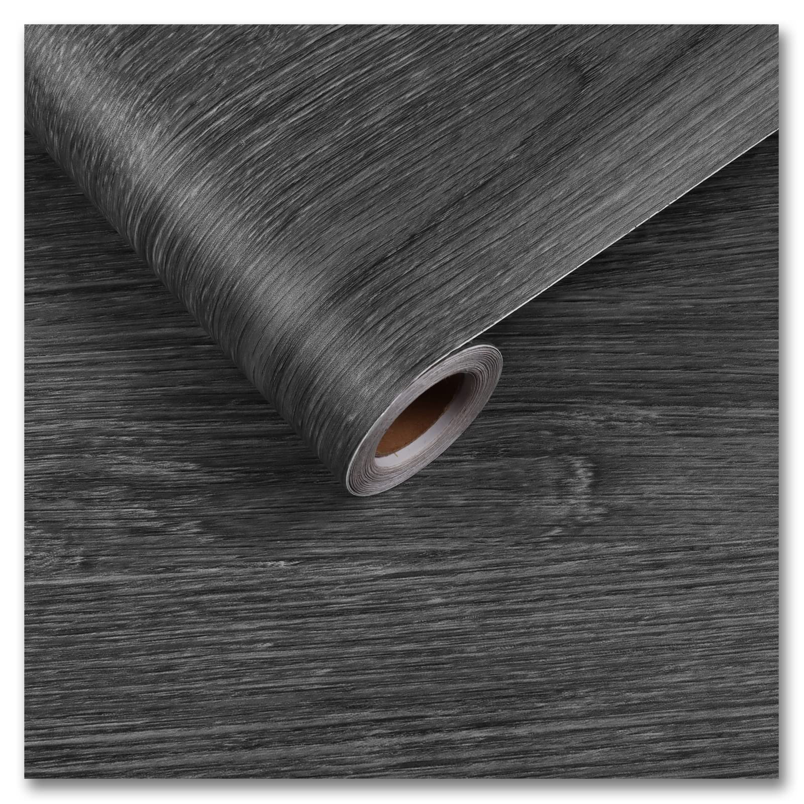 CRE8TIVE 12"x354" Grey Wood Peel and Stick Wallpaper Removable Self Adhesive Dark Wood Grain Contact Paper for Cabinets Durable Thick Distressed Wood Look Wallpaper Decorative Vinyl Roll for Furniture