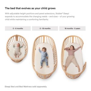 Stokke Sleepi Mini Bundle, Natural - Includes Crib/Bed, Mattress & Drape Rod - Suitable for Ages 0-5 Years Old - Adjustable & Stylish