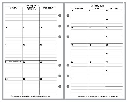 2023 Weekly & Monthly Planner for Compact Size notebooks by Franklin-Covey Compact Size, and Others. 1 Page Per Week, 2 Pages Per Month, Week Starts on Monday. Style D, with Lines.