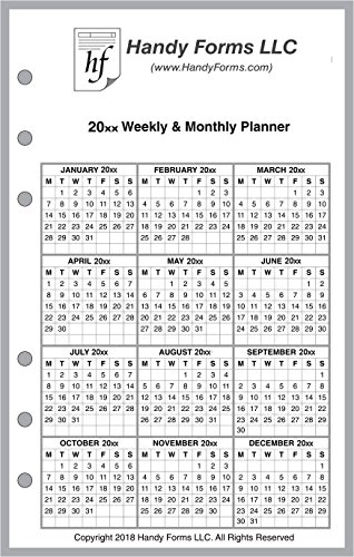 2023 Weekly & Monthly Planner for Compact Size notebooks by Franklin-Covey Compact Size, and Others. 1 Page Per Week, 2 Pages Per Month, Week Starts on Monday. Style D, with Lines.