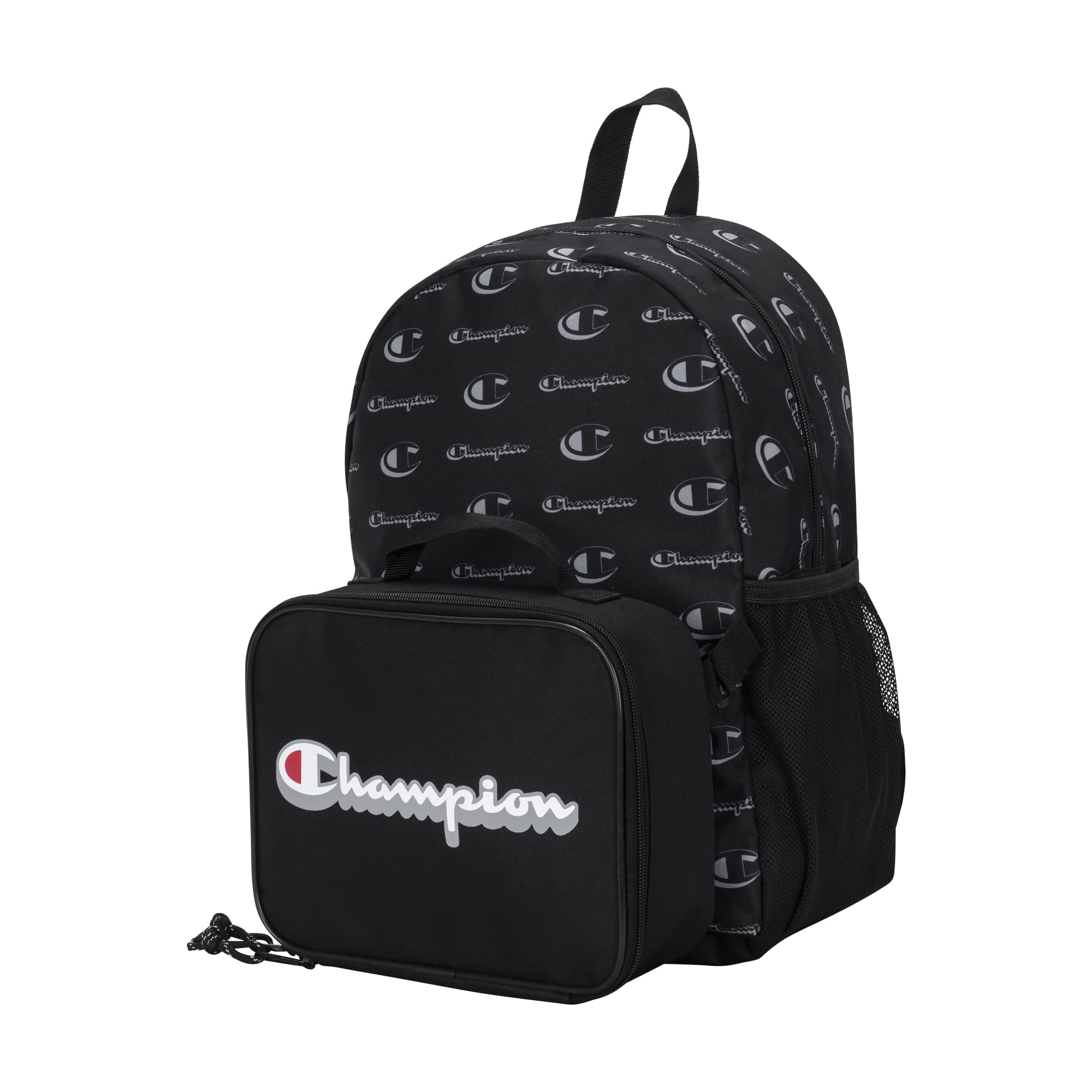 Champion 2-Piece Munch Backpack with Lunch Box Kit Bag (Black/Grey)