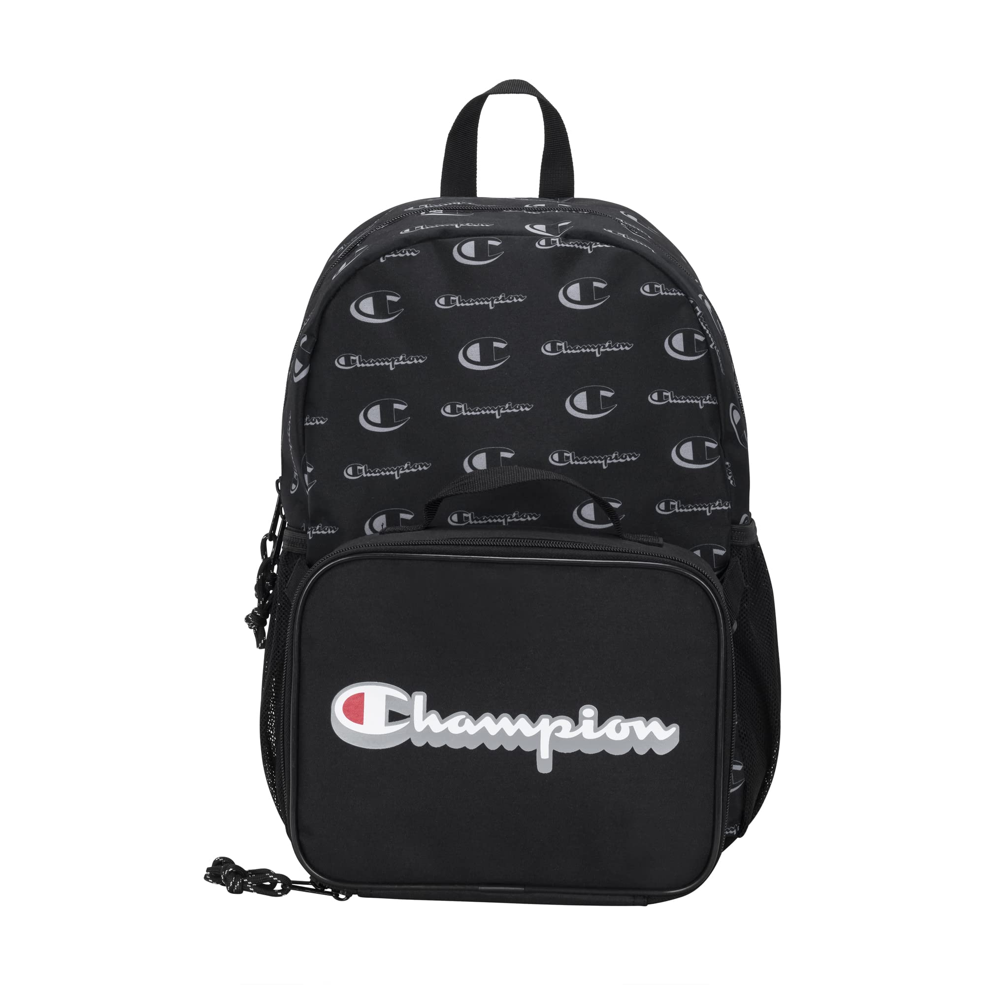 Champion 2-Piece Munch Backpack with Lunch Box Kit Bag (Black/Grey)