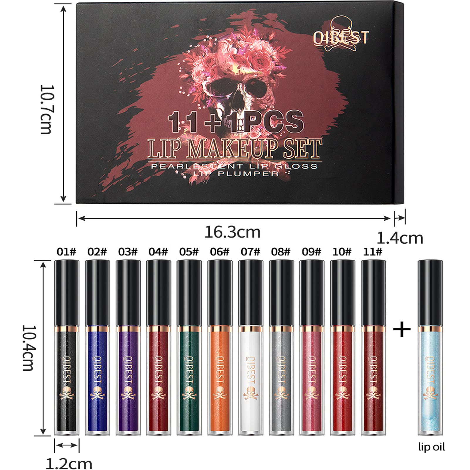 12 Colors Matte to Glitter Liquid Lipstick Set, Diamond Glitter Sparkly Lip Gloss Shimmer 24 Hour Long Lasting Waterproof Halloween Christmas Makeup Gift kit (A)