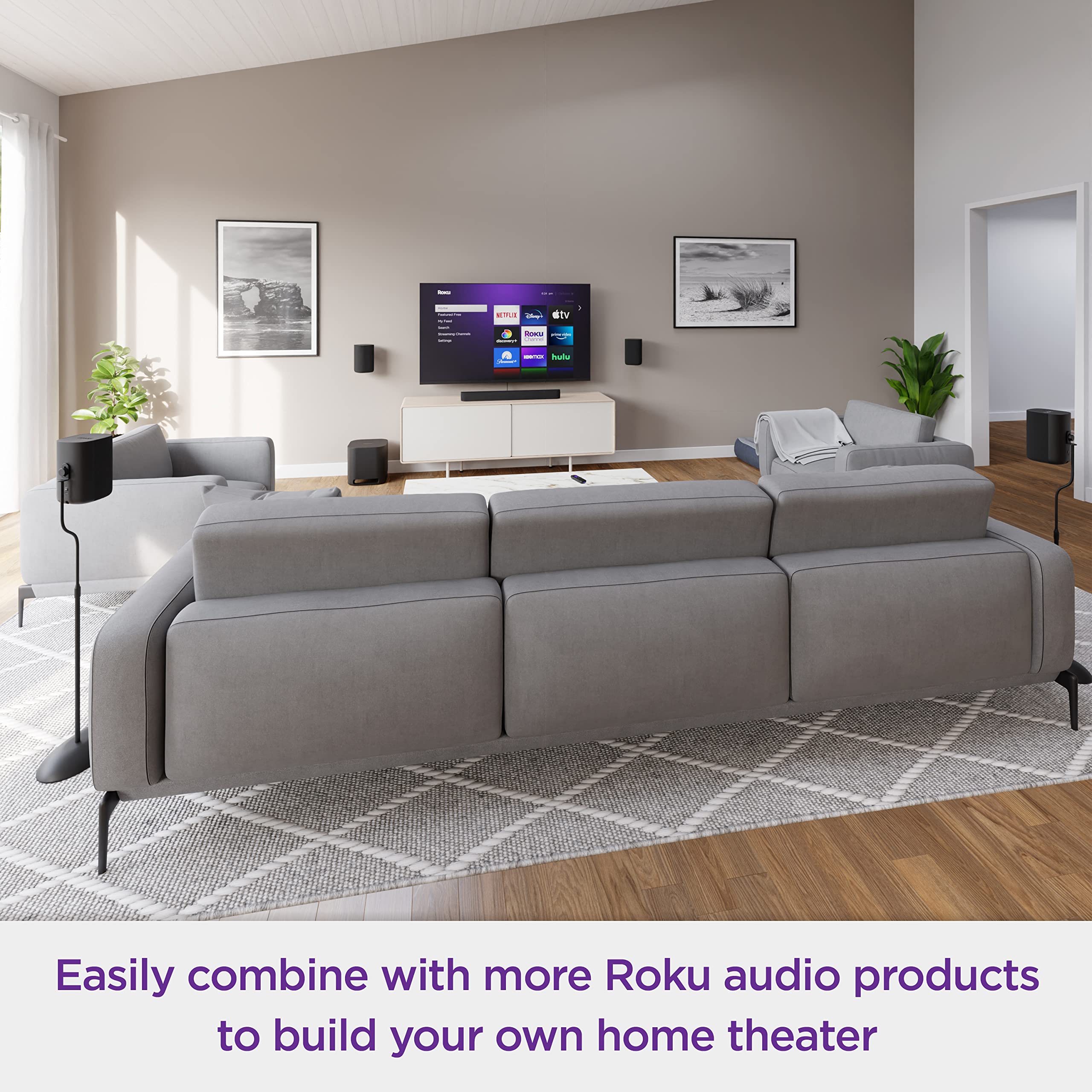 Roku Wireless Bass Pro, Subwoofer for Roku Streambar, Roku Streambar Pro, and Roku Wireless Speakers