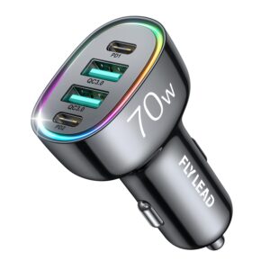 70w 4 port super fast usb c car charger adapter - a must for family travel