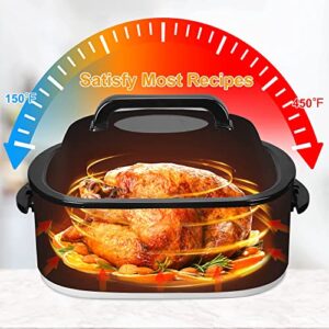 Electric Roaster, Roaster Oven 26 Quart with Self-Basting Lid, Turkey Roaster Oven with Removable Pan and Rack, Adjustable Temperature Control Powerful 1450W Stainless Steel Roaster Oven, White