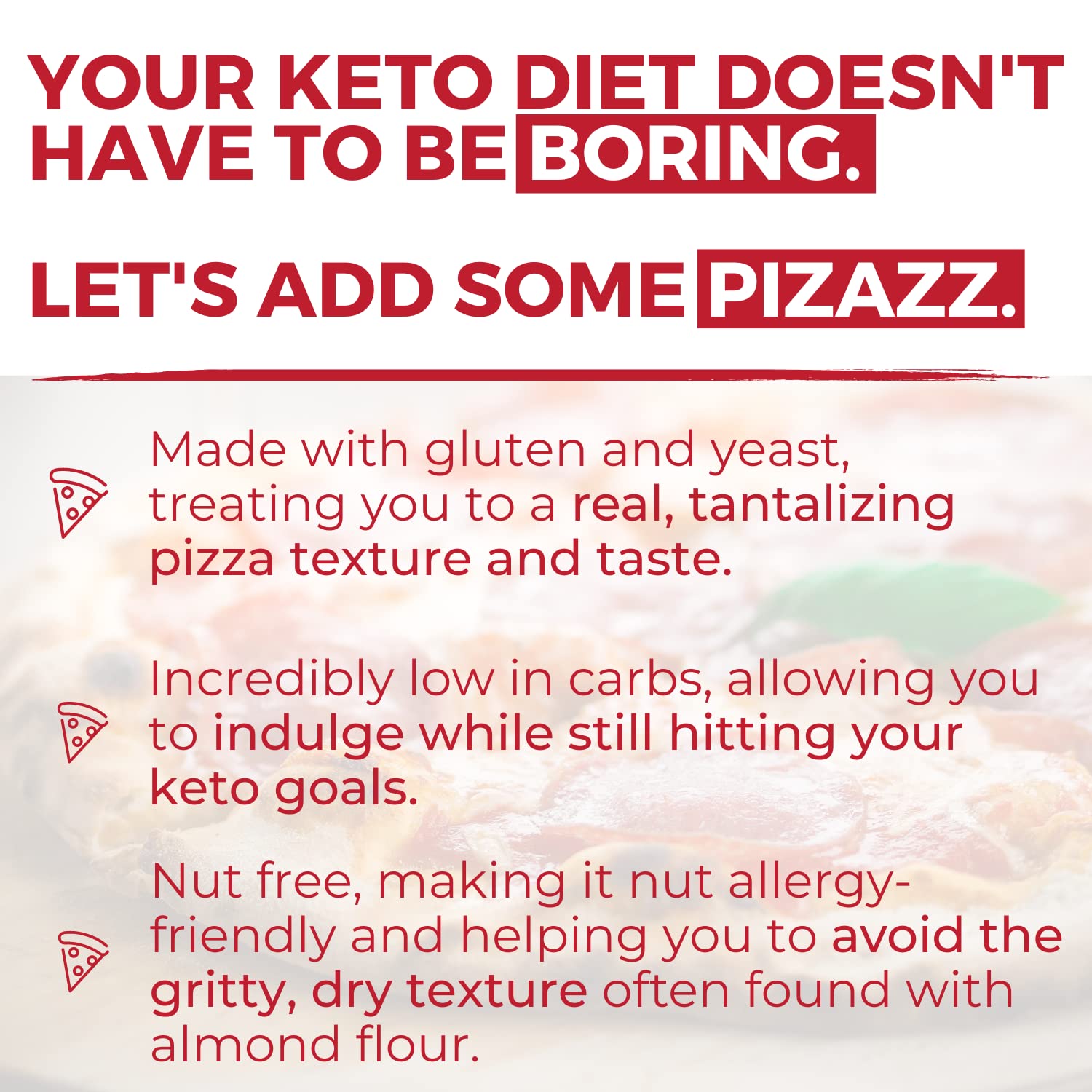 Keto Pizza Crust - Low Carb and Keto Friendly - Only 1g Net Carbs - Incredible Taste and Texture - Zero Sugar - Just Add Water and Oil - Keto Has Never Been So Easy - Keto Food - No Almond Flour - Non-GMO Sourced (7.6oz Mix) (1-Pack)