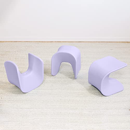 ECR4Kids Wave Seat, 14in - 15.1in Seat Height, Perch Stool, Light Purple, 2-Pack