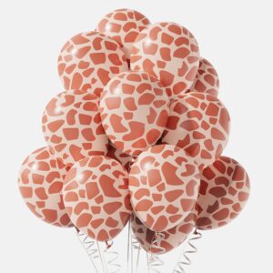 enanal 50pcs giraffe print balloons, 12inch animal print thick latex balloons for safari jungle party supplies wild one birthday baby shower wildlife theme party decoration