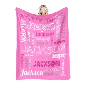 personalized name blankets for baby boy girl custom super soft blankets with name text for kids and adults personalized baby gifts birthday for daughter son (pink)