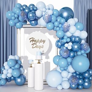 143pcs blue balloons arch garland kit, different size metallic blue macaron confetti balloons for boys blue birthday baby shower wedding ocean themed party background decorations supplies