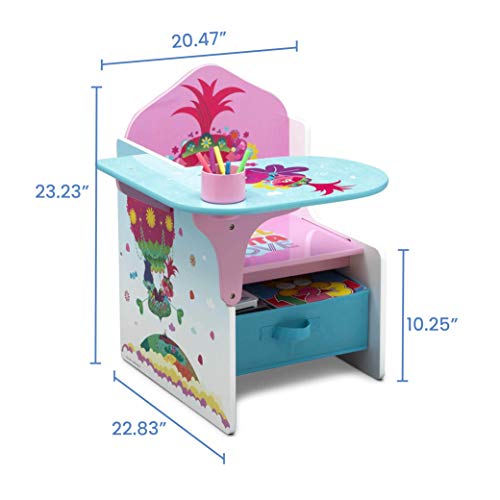 Delta Children Chair Desk with Storage Bin + Design and Store 6 Bin Toy Storage Organizer, Trolls World Tour (Bundle)