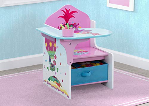 Delta Children Chair Desk with Storage Bin + Design and Store 6 Bin Toy Storage Organizer, Trolls World Tour (Bundle)