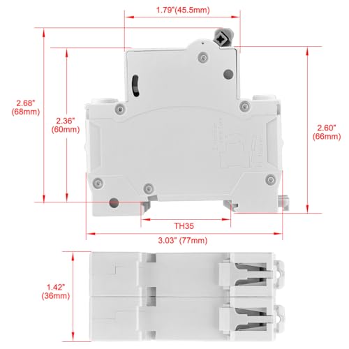 Heschen DC Miniature Circuit Breaker, HSB6C-DC, 2 Poles, DC500V 125A, Photovoltaic Circuit Breaker, for Solar PV System Solar Panels Grid System, 35mm DIN Rail Mounting