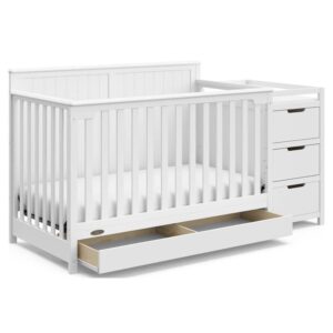 Home Square 2-Piece Set with 4-in-1 Crib Changer & Crib Mattress in White