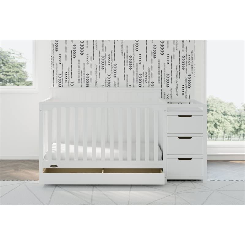 Home Square 2-Piece Set with 4-in-1 Crib Changer & Crib Mattress in White