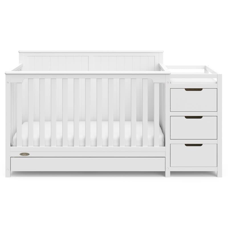 Home Square 2-Piece Set with 4-in-1 Crib Changer & Crib Mattress in White