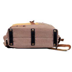 CLA Bags, 20 Inch Upcycle Canvas & Cowhide Leather rucksack for women, canvas backpack for women