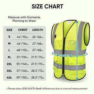 TICONN Reflective Safety Vest High Visibility Class II Mesh Vest for Women & Men Meets ANSI Standards (1PK, Yellow, L)