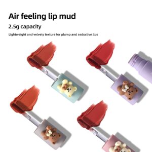 ICE LOVE Matte Velvet Lip Gloss, Velvet Fog Lip Muddy Texture,Long Lasting,Non-Stick Cup,Waterproof Feminine Lipstick, for Lips and Cheeks. (IL-21038x4)