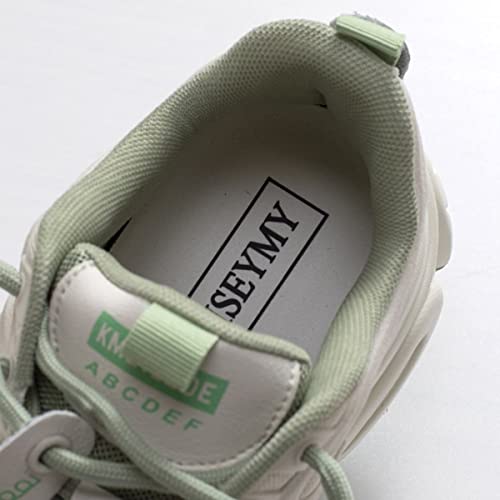 GLISEYMY Chunky Sneakers Women Chunky Platform Sneakers Grey Green Casual Lace-Up Walking Shoes