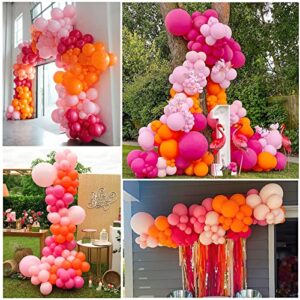 BBeiPulAs 73Pcs Hot Pink and Orange Balloon Arch 12in Pink Confetti Balloons Hot Pink Pastel Pink Orange Balloons for Kids' Party Supplies Hot Pink and Gold Decorations