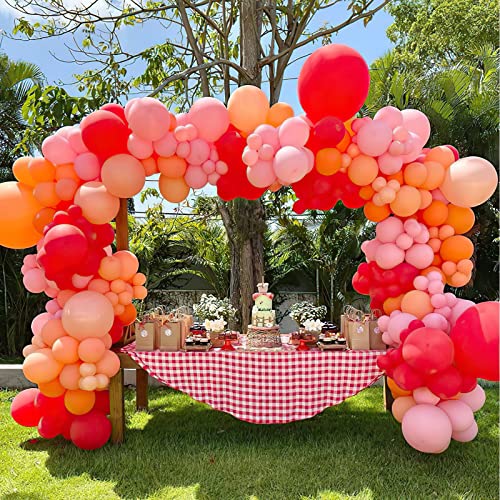 BBeiPulAs 73Pcs Hot Pink and Orange Balloon Arch 12in Pink Confetti Balloons Hot Pink Pastel Pink Orange Balloons for Kids' Party Supplies Hot Pink and Gold Decorations