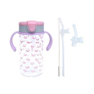 evorie tritan toddler sippy cups 10 oz kids water bottle with replacement straw bundle, smiles