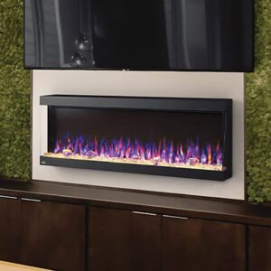 Napoleon Trivista Pictura 50 - NEFL50H3SV - Wall Hanging Electric Fireplace, 50-in, Black, Glass Front, Realistic Flames, LED Ember Bed, Adjustable Flame Height/Colours, Remote Included